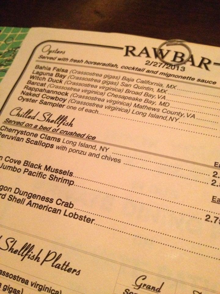 Menu at Lou & Mickey's steakhouse, San Diego