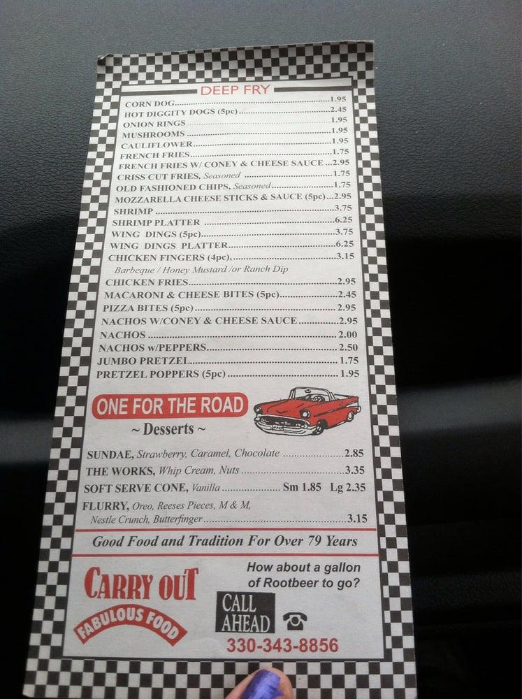 Menu at Funday's, The Root Beer Stand restaurant, New Philadelphia