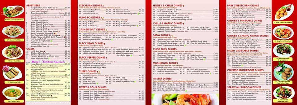 Menu at Ming's Kitchen restaurant, Brinsley