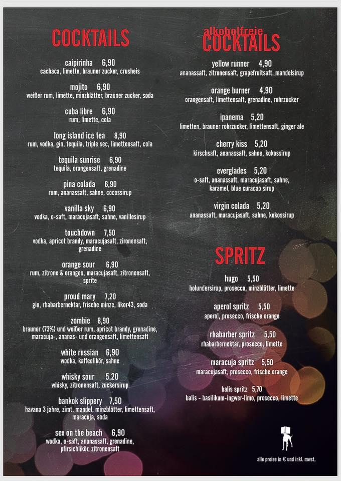 Menu at Quartier cafe, Brunswick
