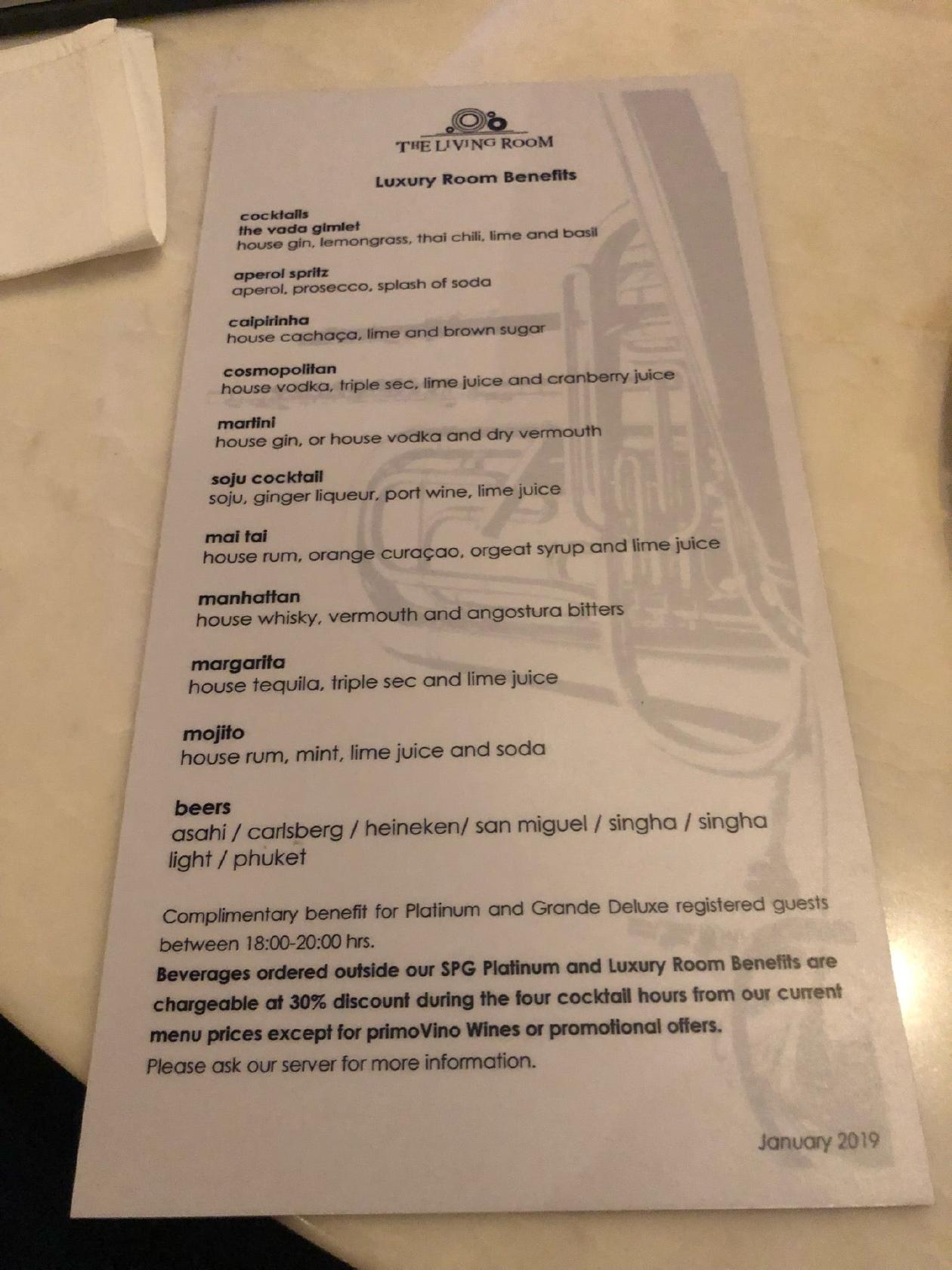 Menu at The Living Room pub & bar, Bangkok, 250 Sukhumvit Rd