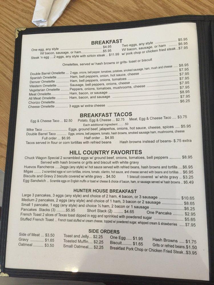 Menu at Hunter House Cafe, Ingram
