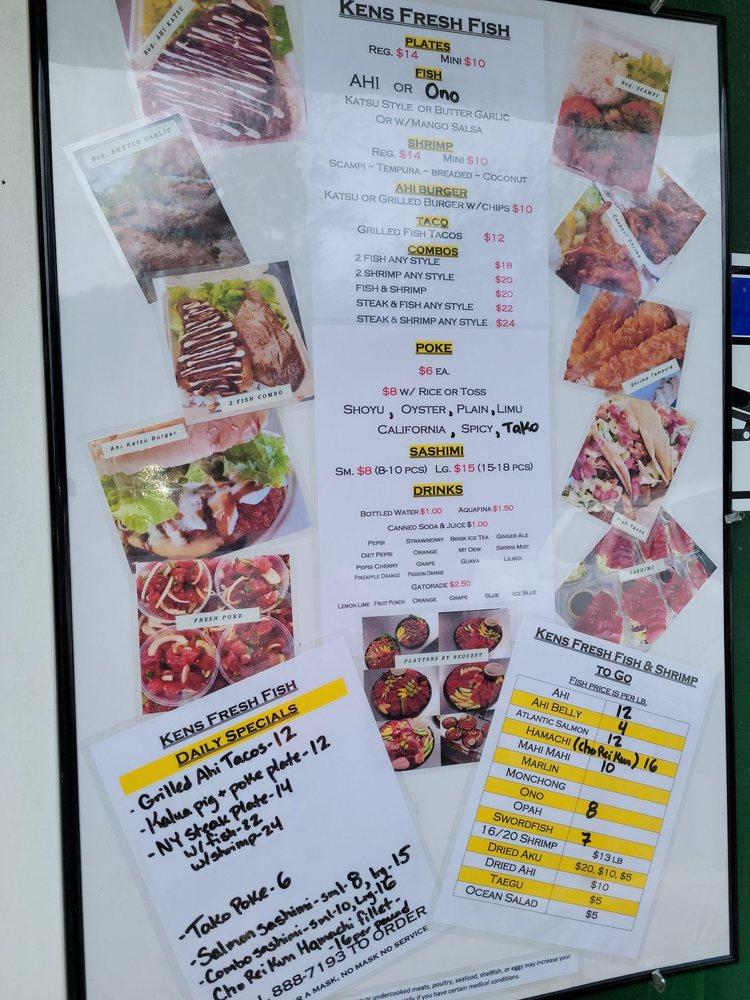 Menu at Ken's Fresh Fish restaurant, Laie