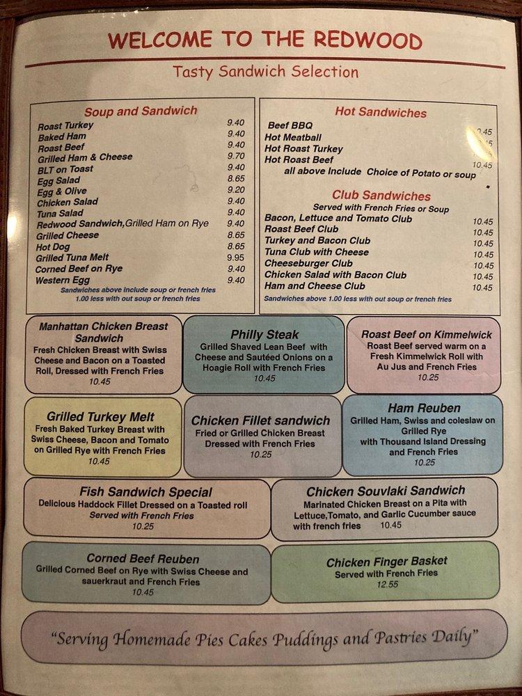 Carta de Redwood Restaurant, Naples