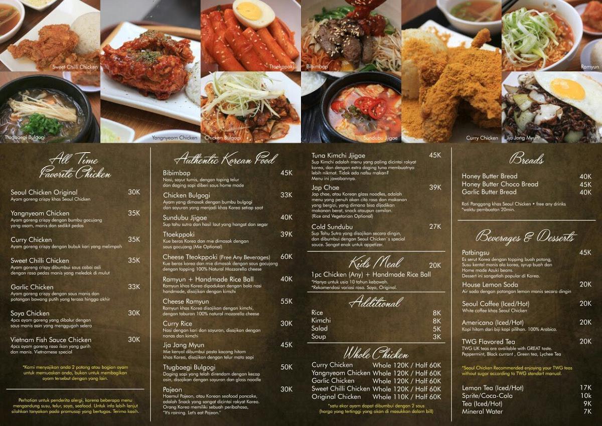 Menu at Seoul Chicken @ Auto Bridal restaurant, Semarang