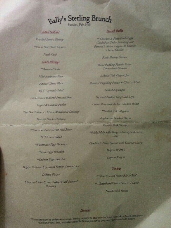 Menu at Sterling Brunch restaurant, Las Vegas