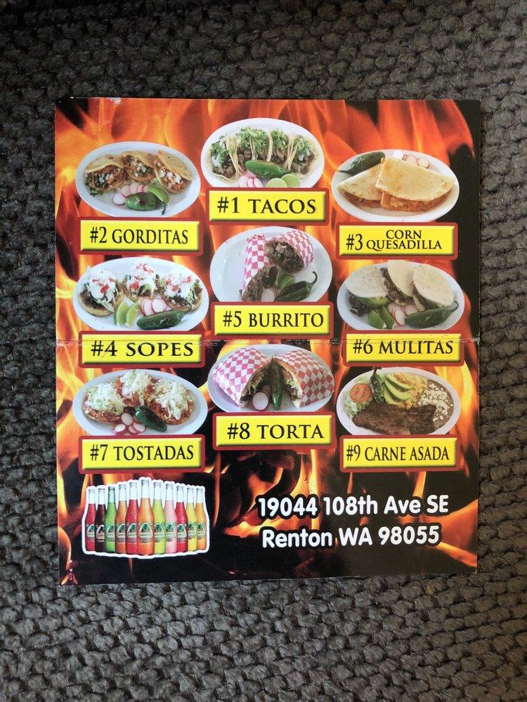 Menu at Taqueria la flama food truck restaurant, Renton