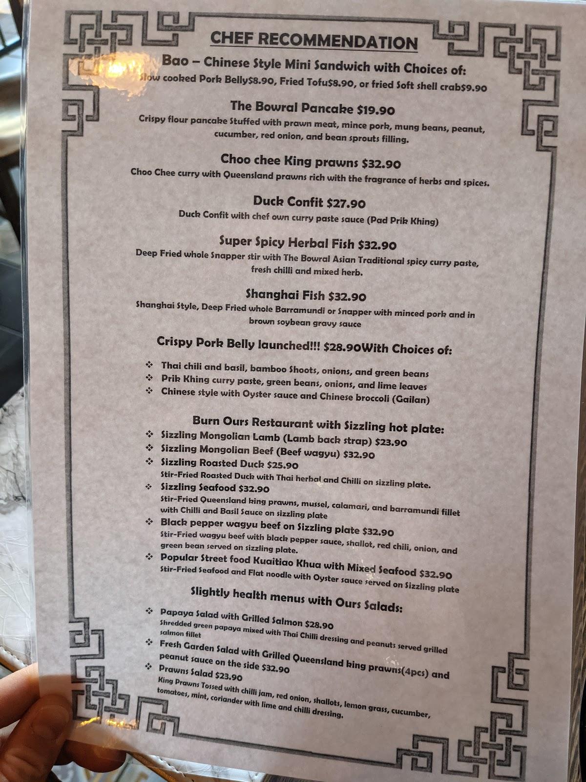 Menu at The Bowral Asian Cuisine : Traditional Asian Food Restaurant in ...