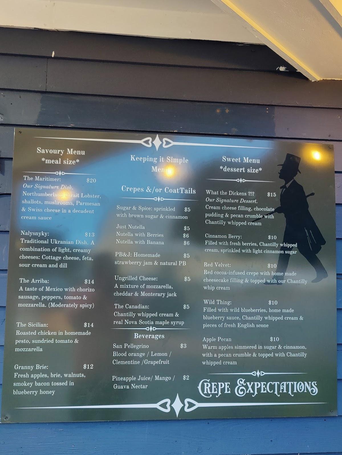 Menu at Crepe Expectations - Crepes and CoatTails restaurant, Pictou