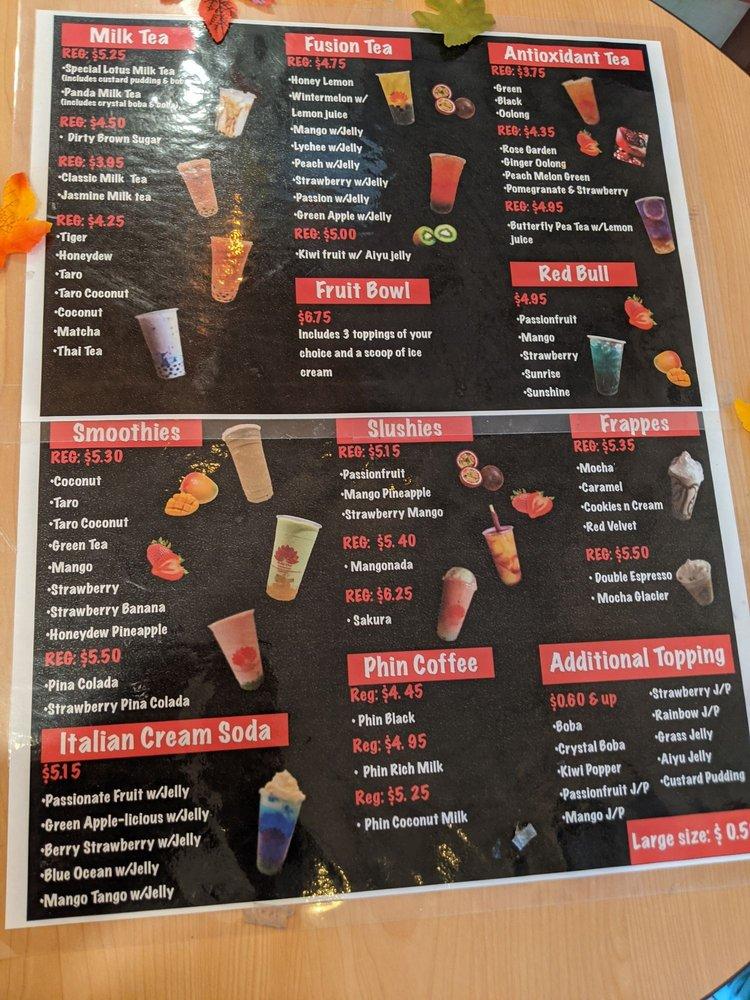 Menu at Lotus Boba Tea cafe, Las Cruces