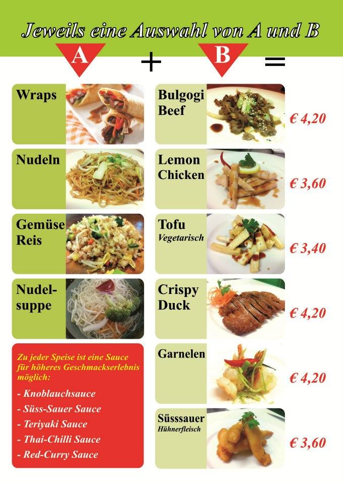Menu at Quick to go fast food, Vienna
