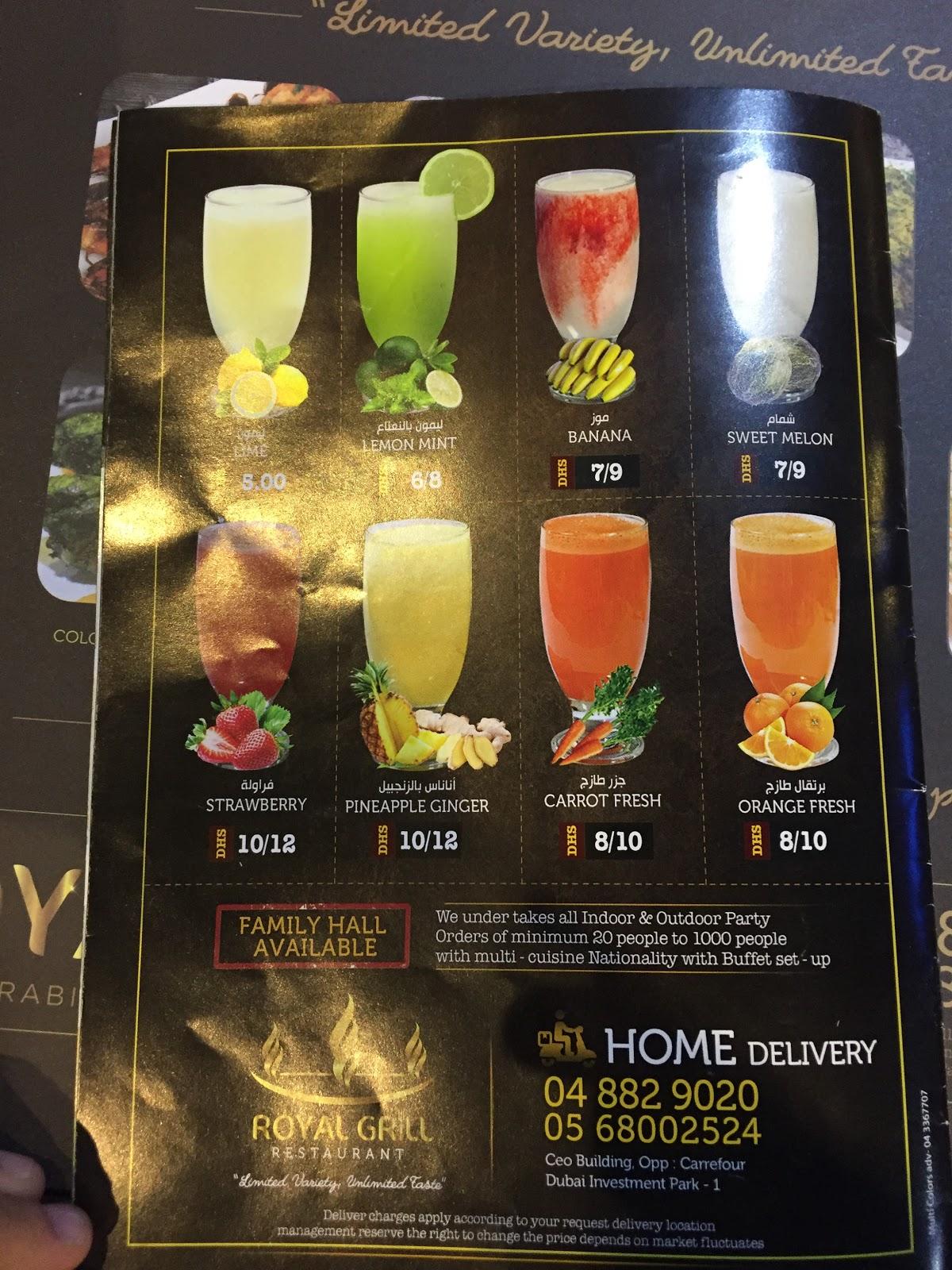 Menu at Royal Grill Restaurant - DUBAI, Dubai