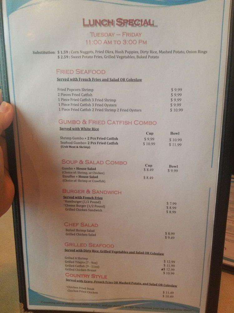 Menu at Sam's Seafood and Steak steakhouse, Cypress