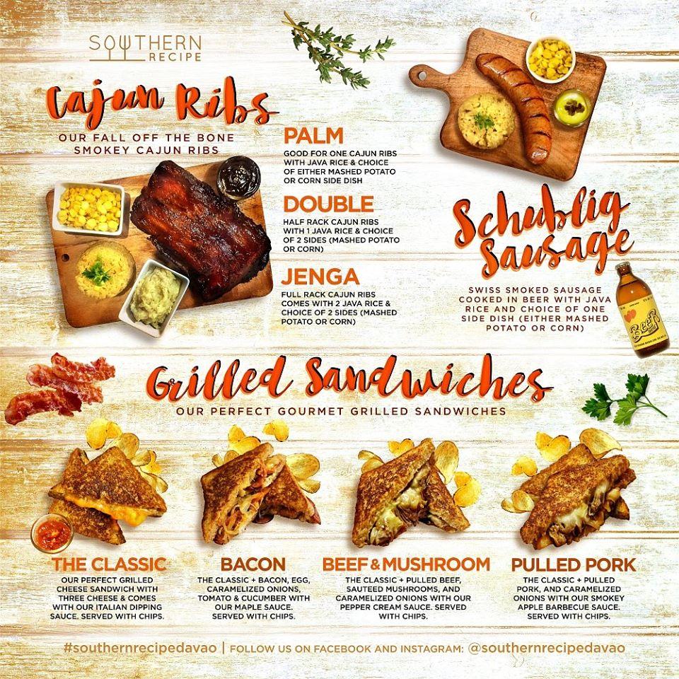 Menu at Southern Recipe restaurant, Davao City