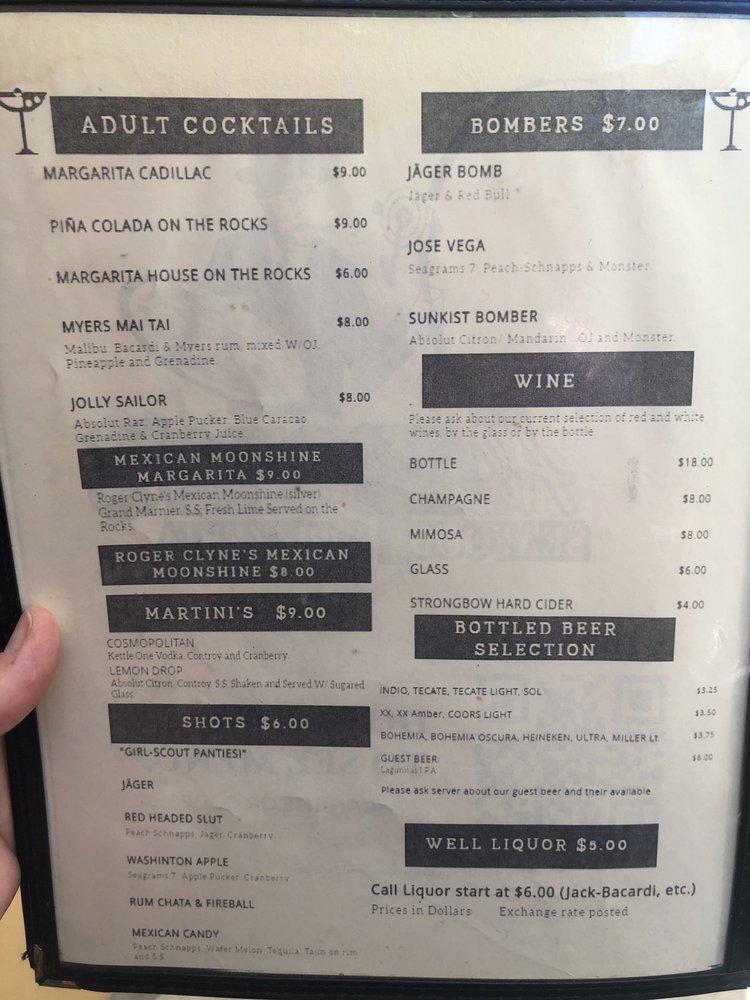 Menu at Al Capone's Seafood and Pizzeria, Puerto Peñasco