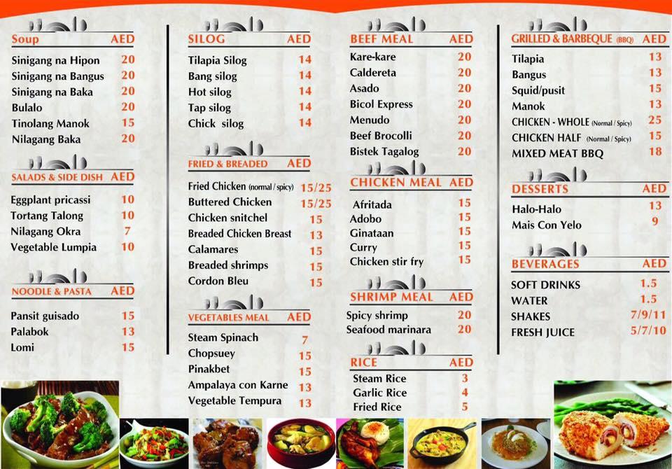 Menu at Food Adventure Restaurant - Filipino cuisine, Abu Dhabi