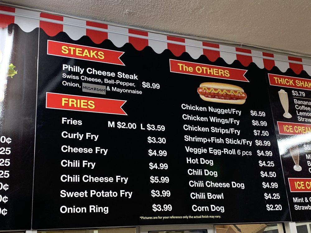 Menu at Giant Burgers restaurant, Oakland, MacArthur Blvd
