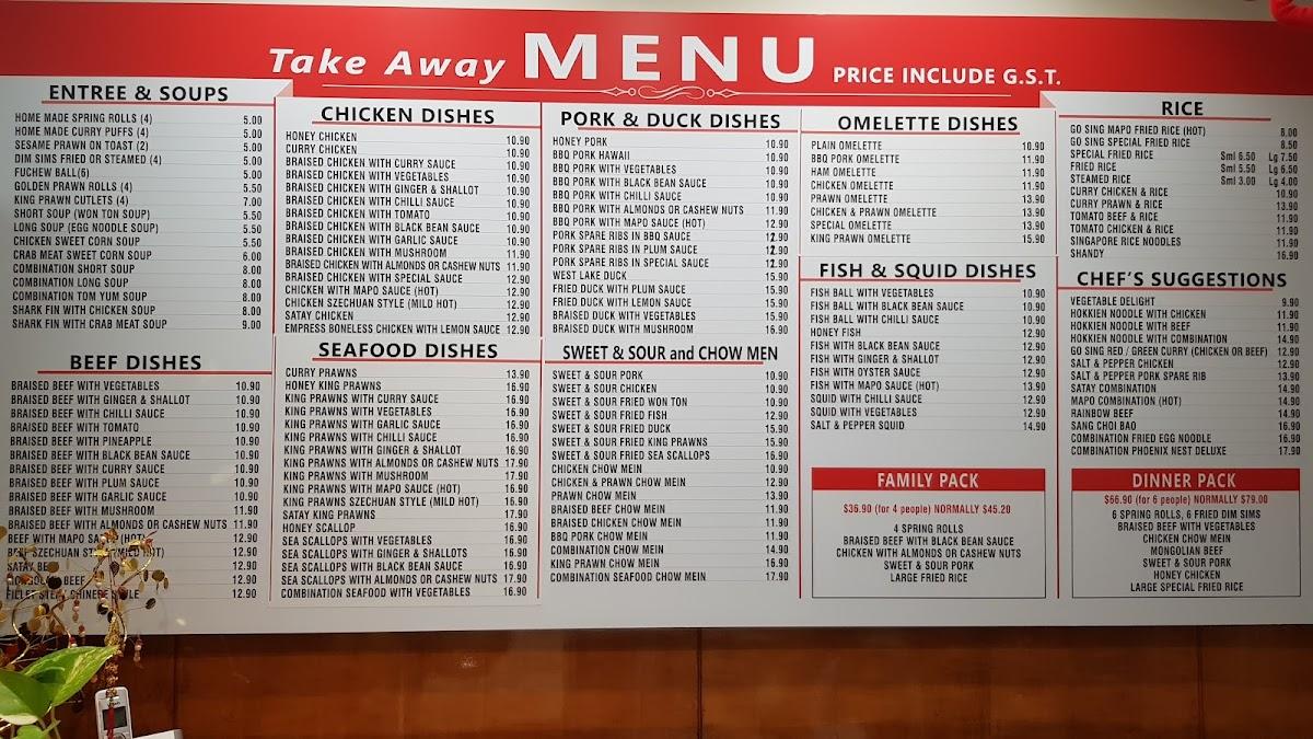 Menu at Go Sing Chinese Delivery fast food, Ipswich