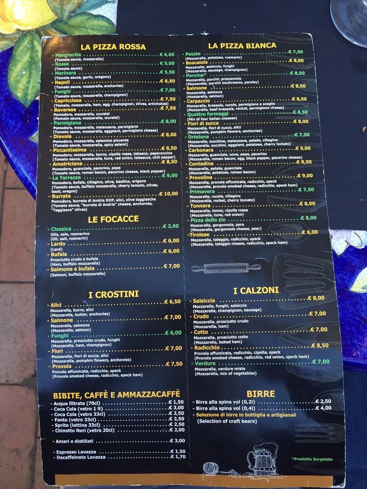 Menu da Bar Pasticceria La Terrazza, Roma, Via Gaetano Arturo Crocco 31/39