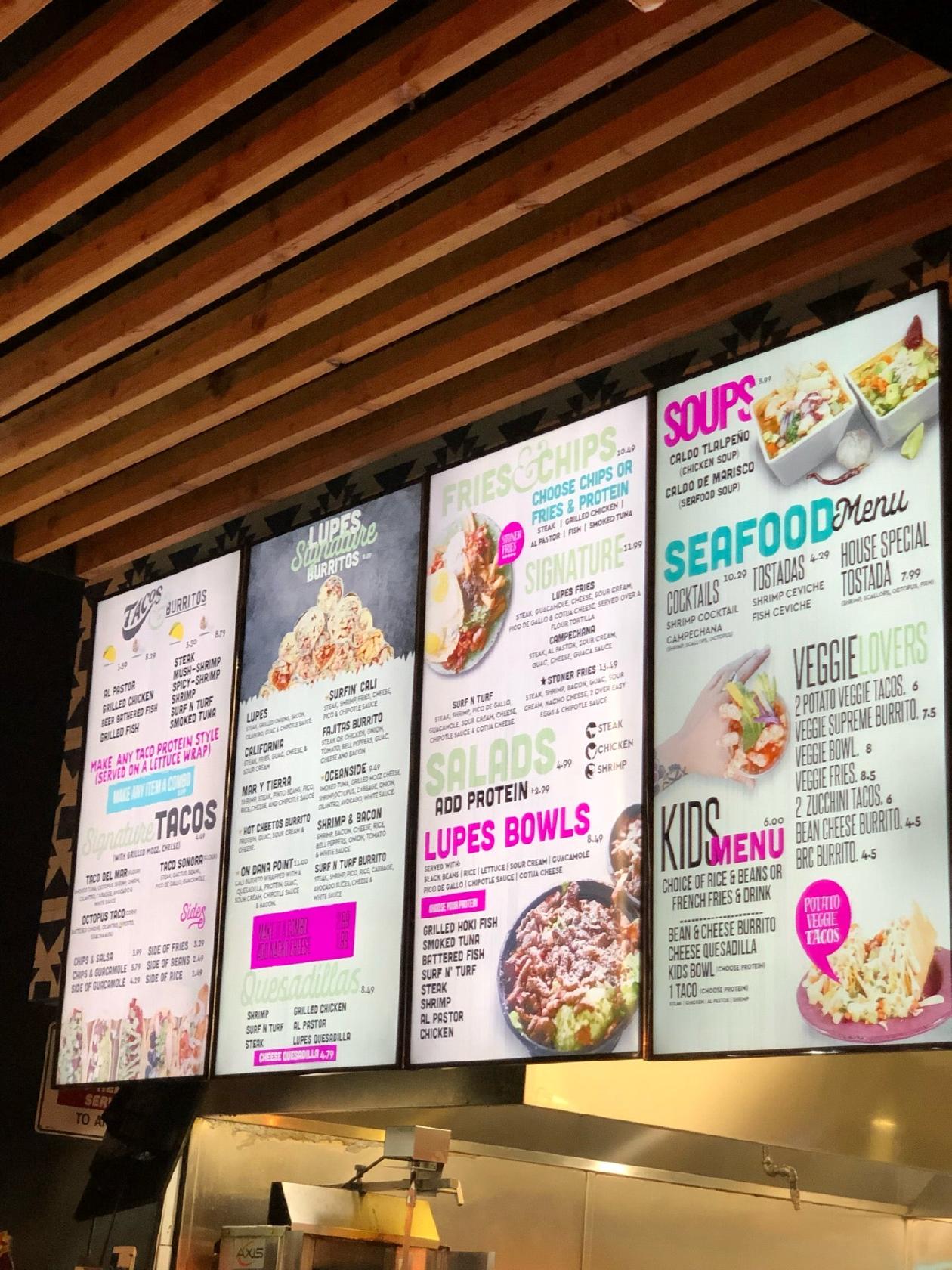 Menu at Lupe’s restaurant, Dana Point, Del Obispo St Suite F