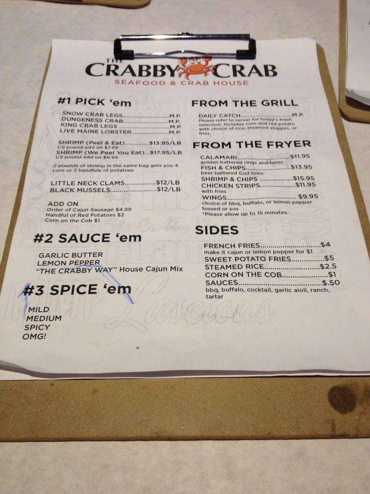 Menu at The Crabby Crab pub & bar, Los Angeles