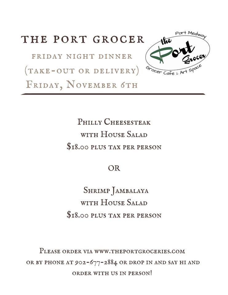Menu at The Port Grocer cafe, Port Medway