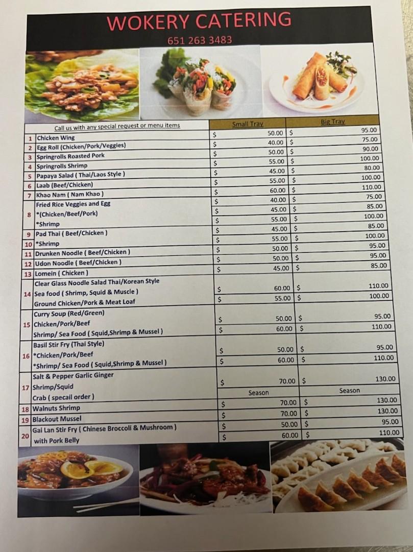Carta del restaurante The Wokery, Saint Paul