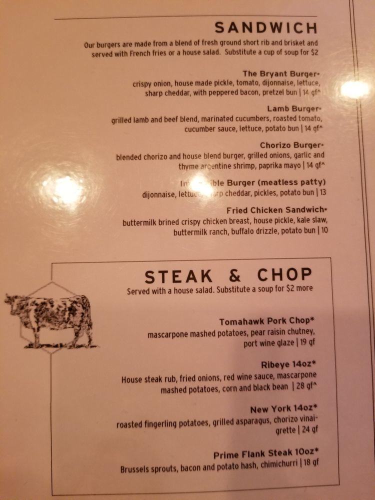 Menu at The Bryant pub & bar, West Lafayette, Sagamore Pkwy W