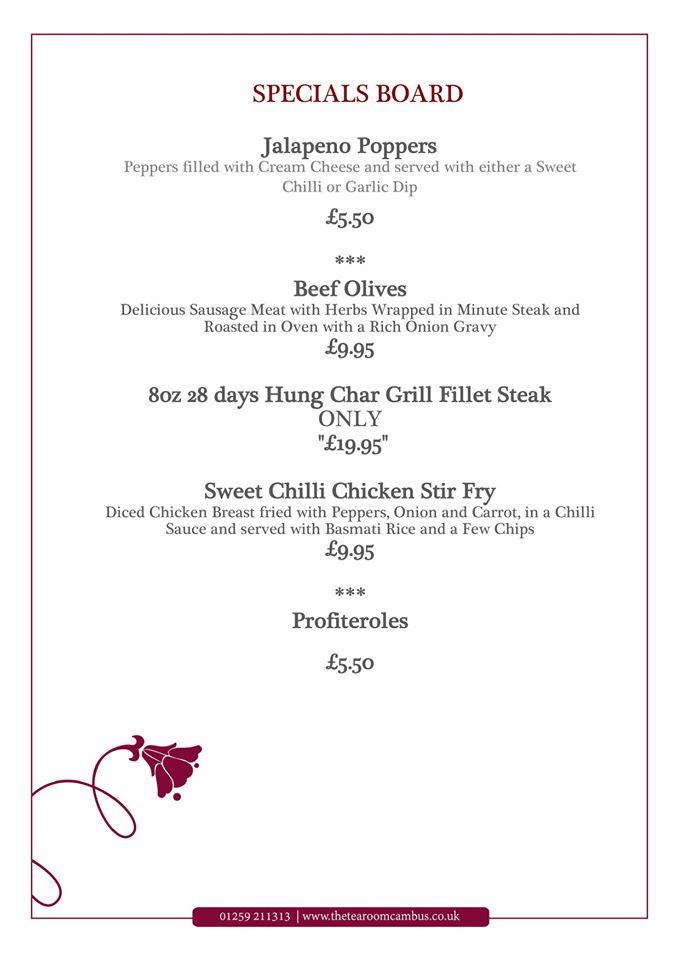 Menu at The Inn At Cambus restaurant, Cambus