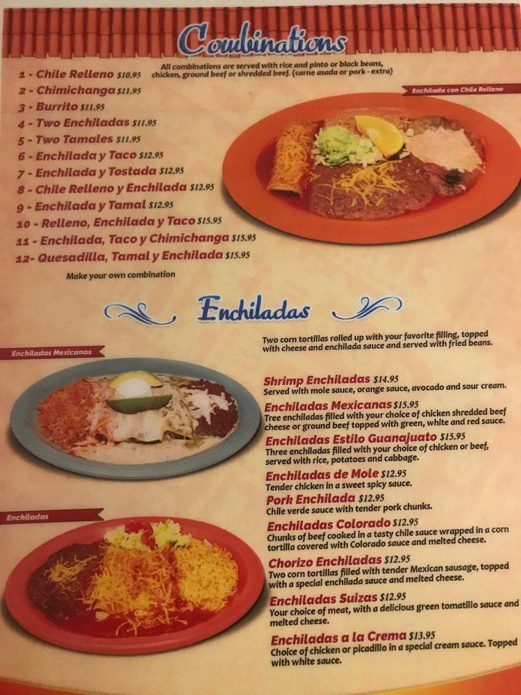 Menu at Chula Vista Mexican restaurant, Salem, State St