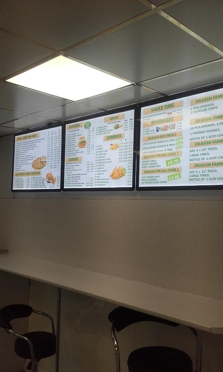Menu at Dilkash fast food, Sheffield