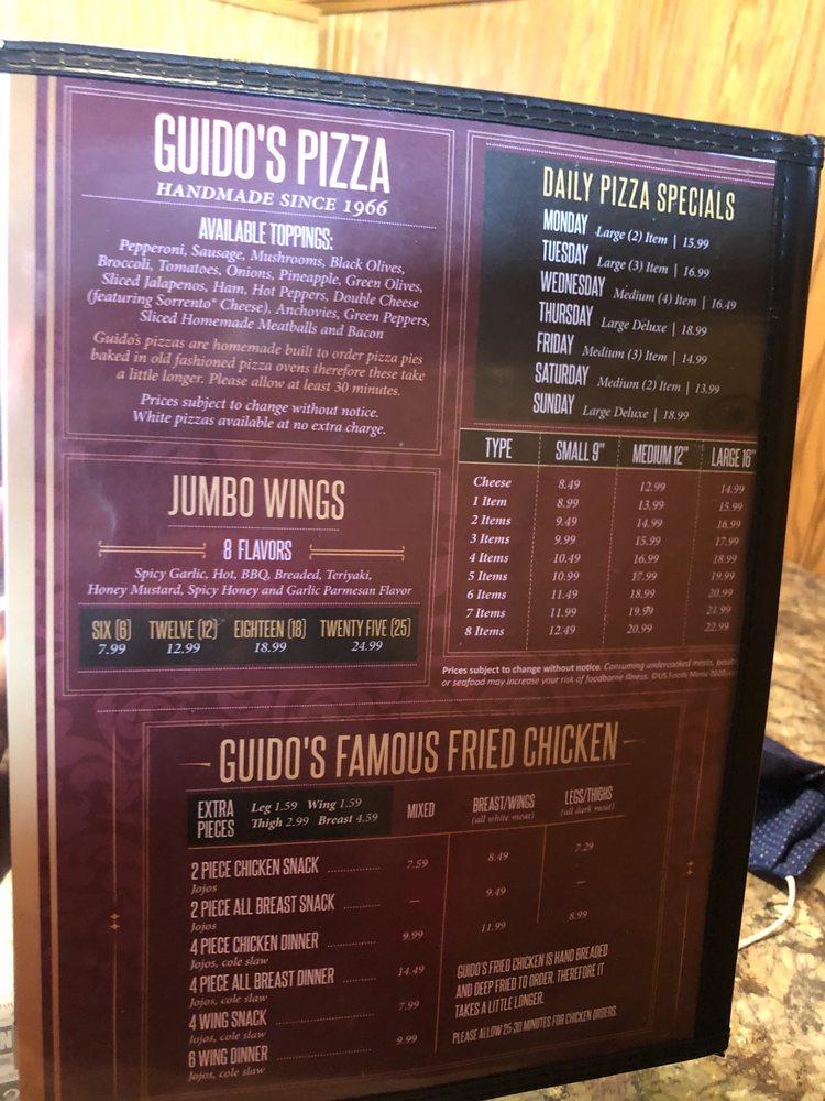 Menu at Guido's Pizza & Catering pizzeria, Ravenna