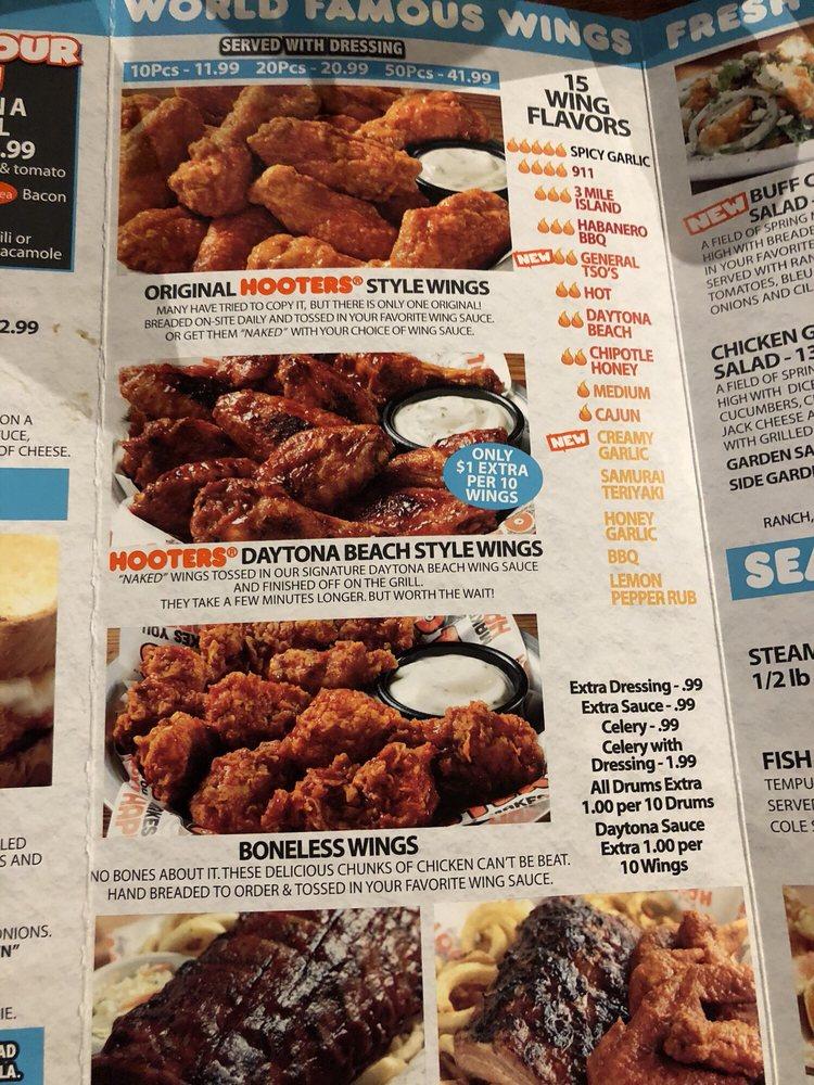 Menu at Hooters Downtown Toronto pub & bar, Toronto, 280 Adelaide St W