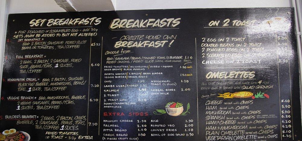 Menu at Kennington Lane Kebab cafe, London