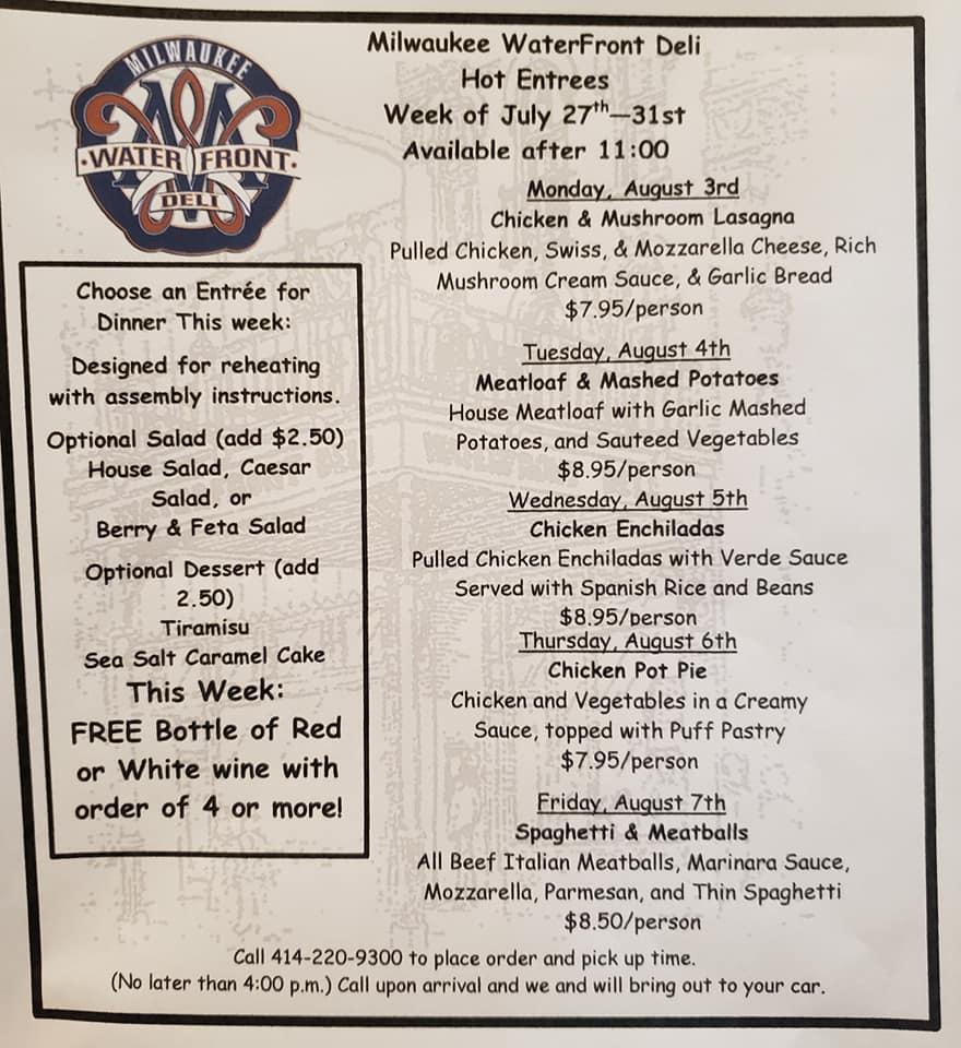 Menu at Milwaukee Waterfront Deli restaurant, Milwaukee