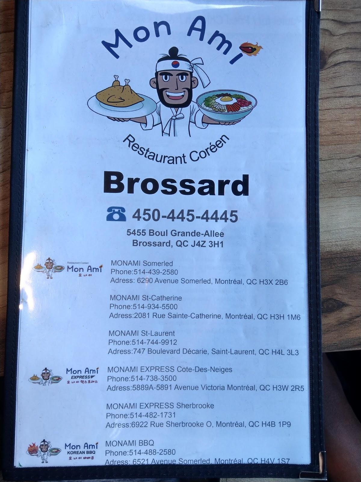 Menu au Mon Ami Brossard BBQ, Brossard