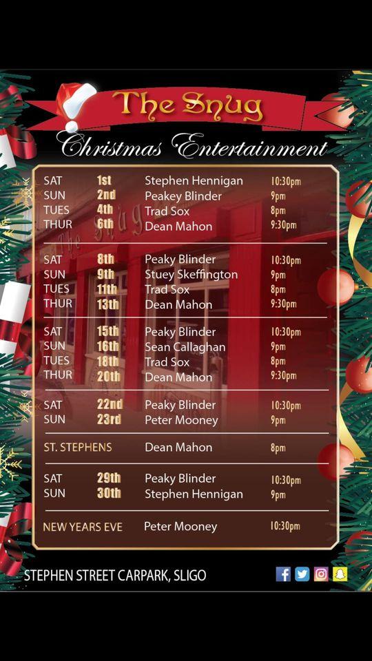 Menu at The Snug Bar, Sligo