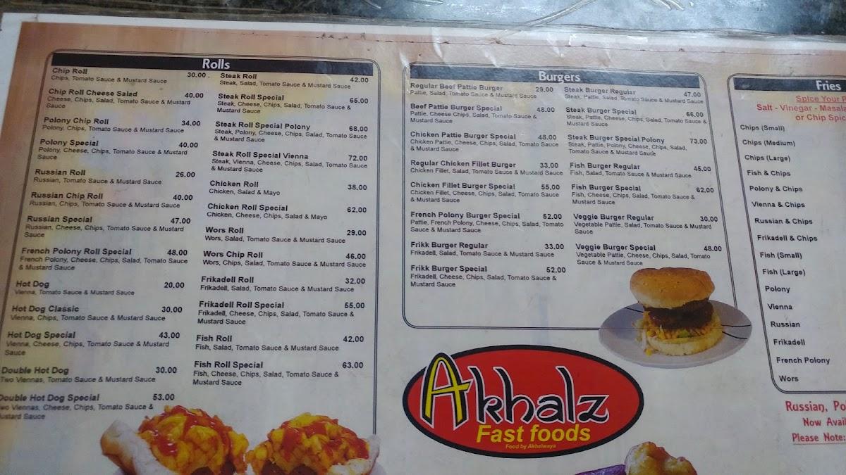 Menu au Akhalz Kelvin (Akhalwayas) restaurant, Johannesburg