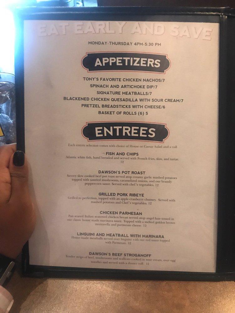 Menu at Dawson's On Main pub & bar, Speedway