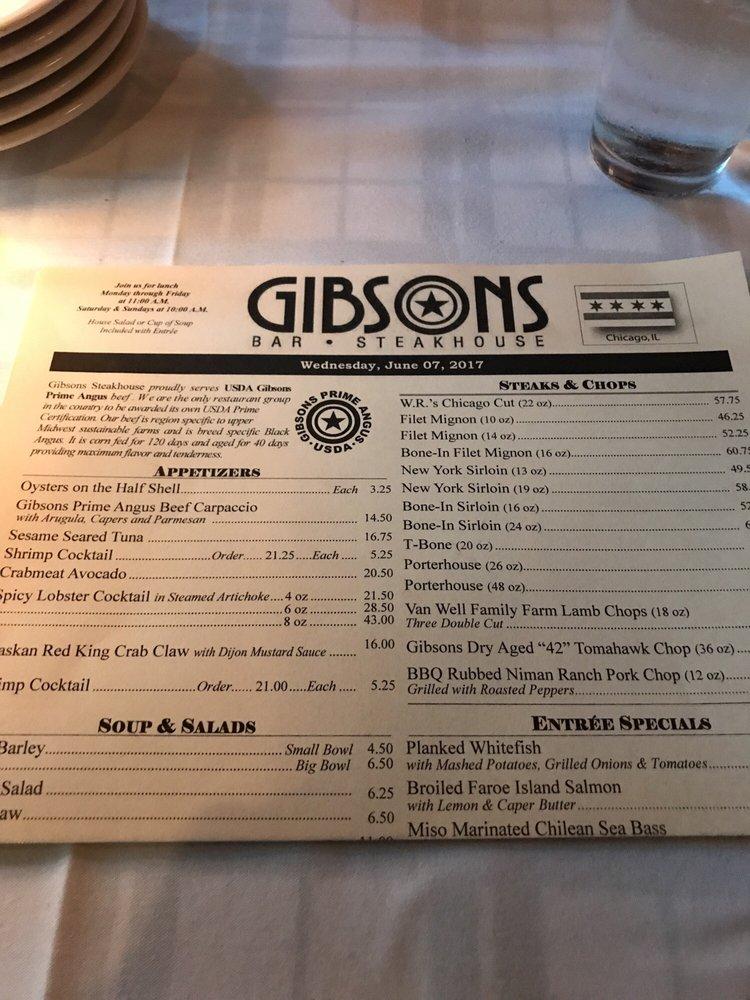 Menu at Gibsons Bar & Steakhouse, Chicago, N Rush St