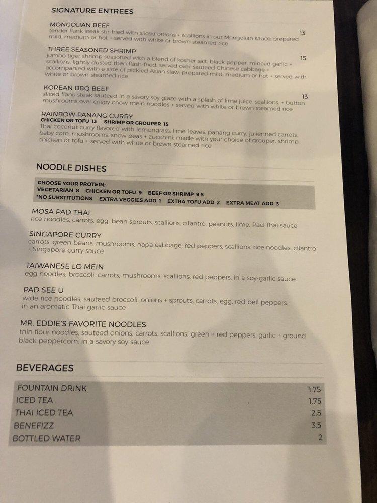 Menu at Mosa Asian Bistro restaurant, Memphis, 850 S White Station Rd
