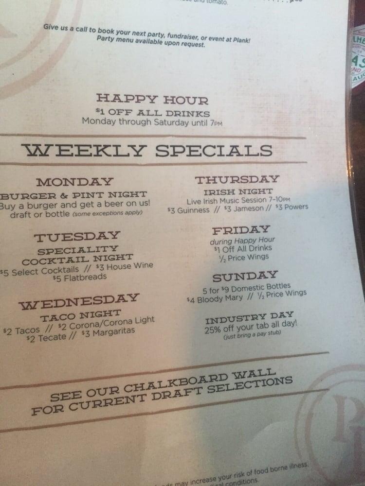 Menu at Plank Road Tavern pub & bar, Lakewood