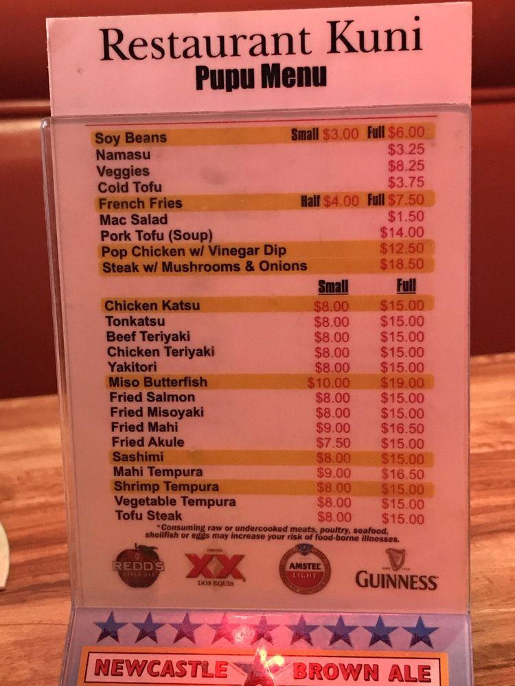 Menu at Kuni Restaurant and Catering, Waipahu
