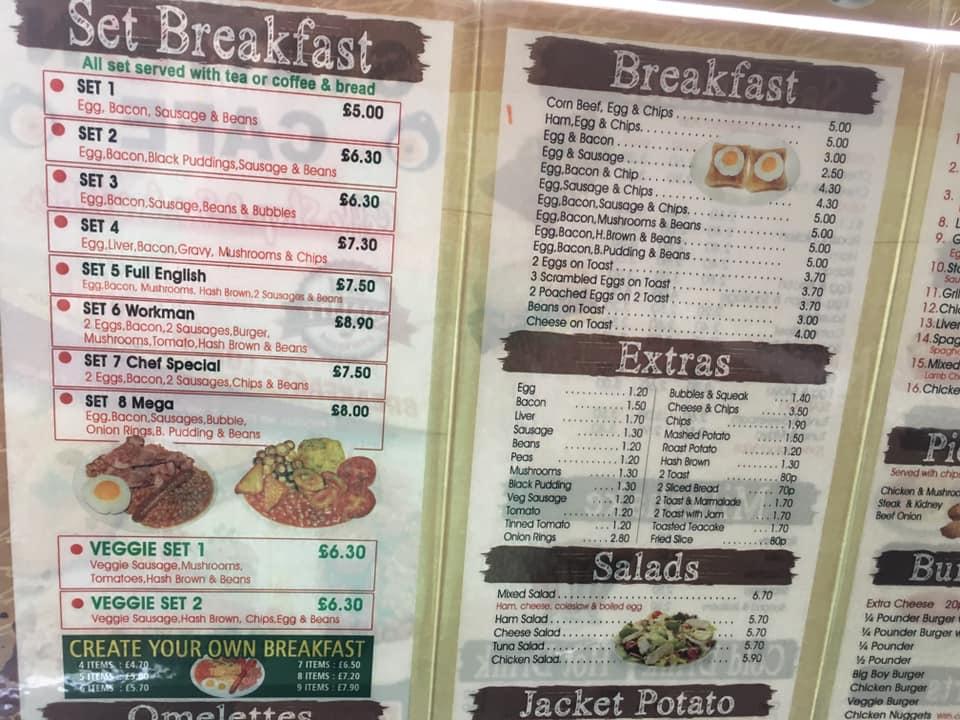 Menu at Station Cafe, Havant