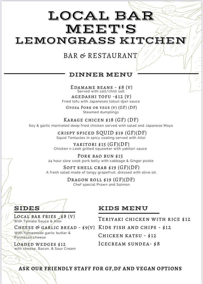 Menu at The Local Bar & Eatery, Omokoroa