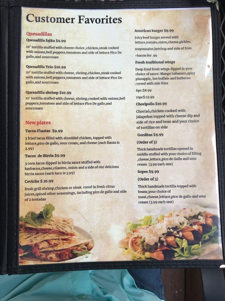 Menu at The Taco Factory restaurant, Rockingham
