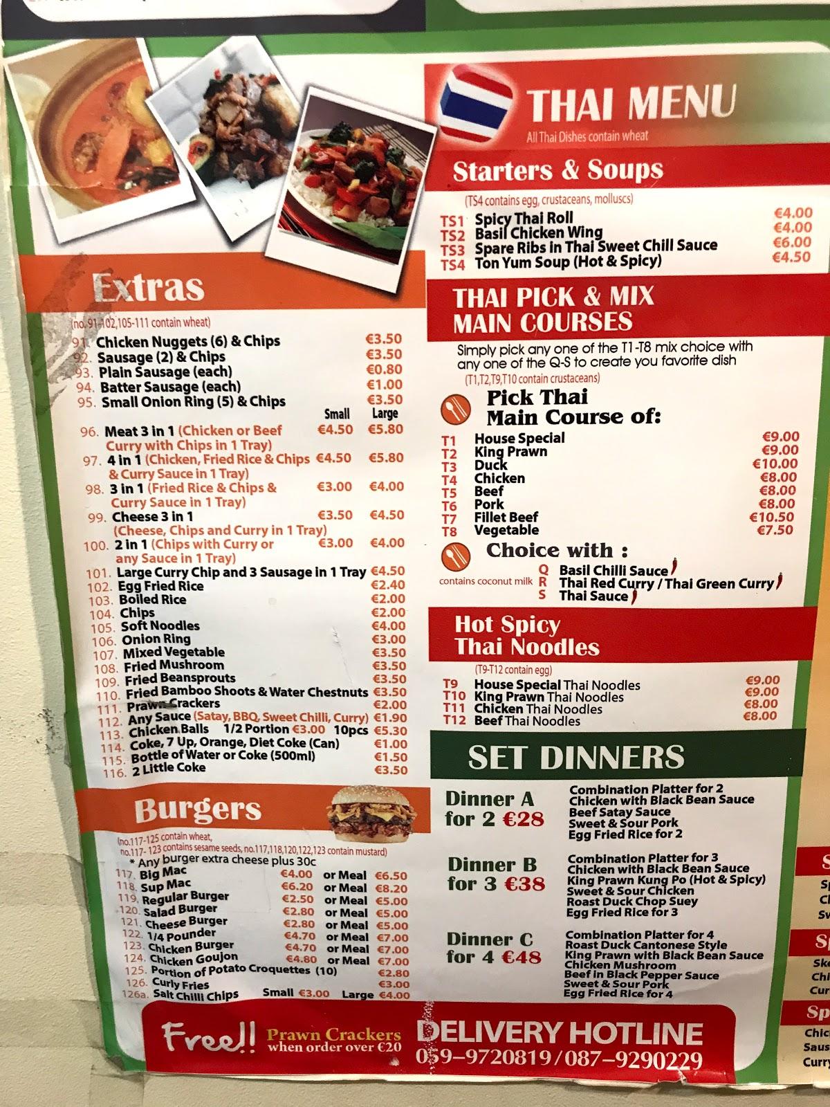 Menu at Great World Chinese Restaurant & Take Away, Muine Bheag