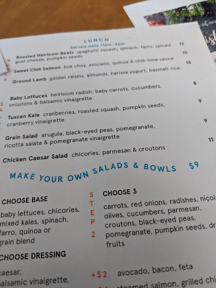 Menu at Little River cafe, New York City