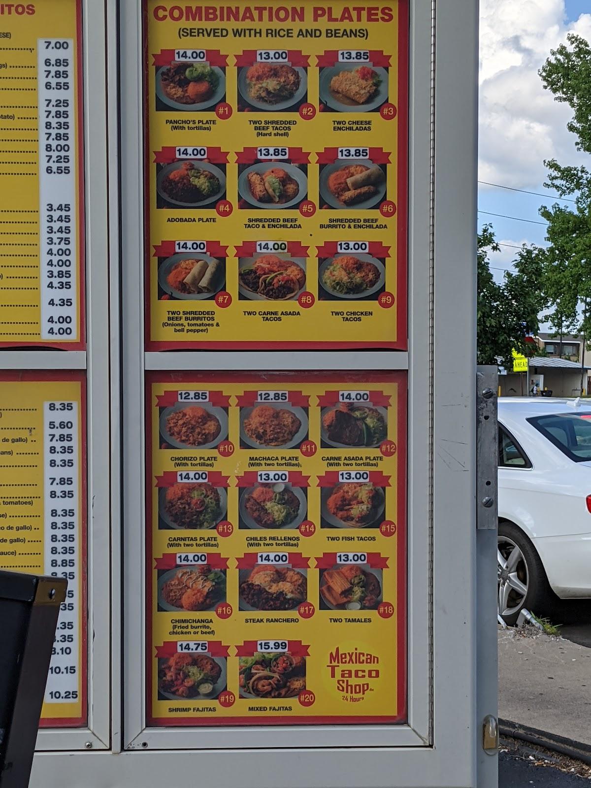 Menu at Mexican Taco Shop restaurant, Topeka, SW 10th Ave