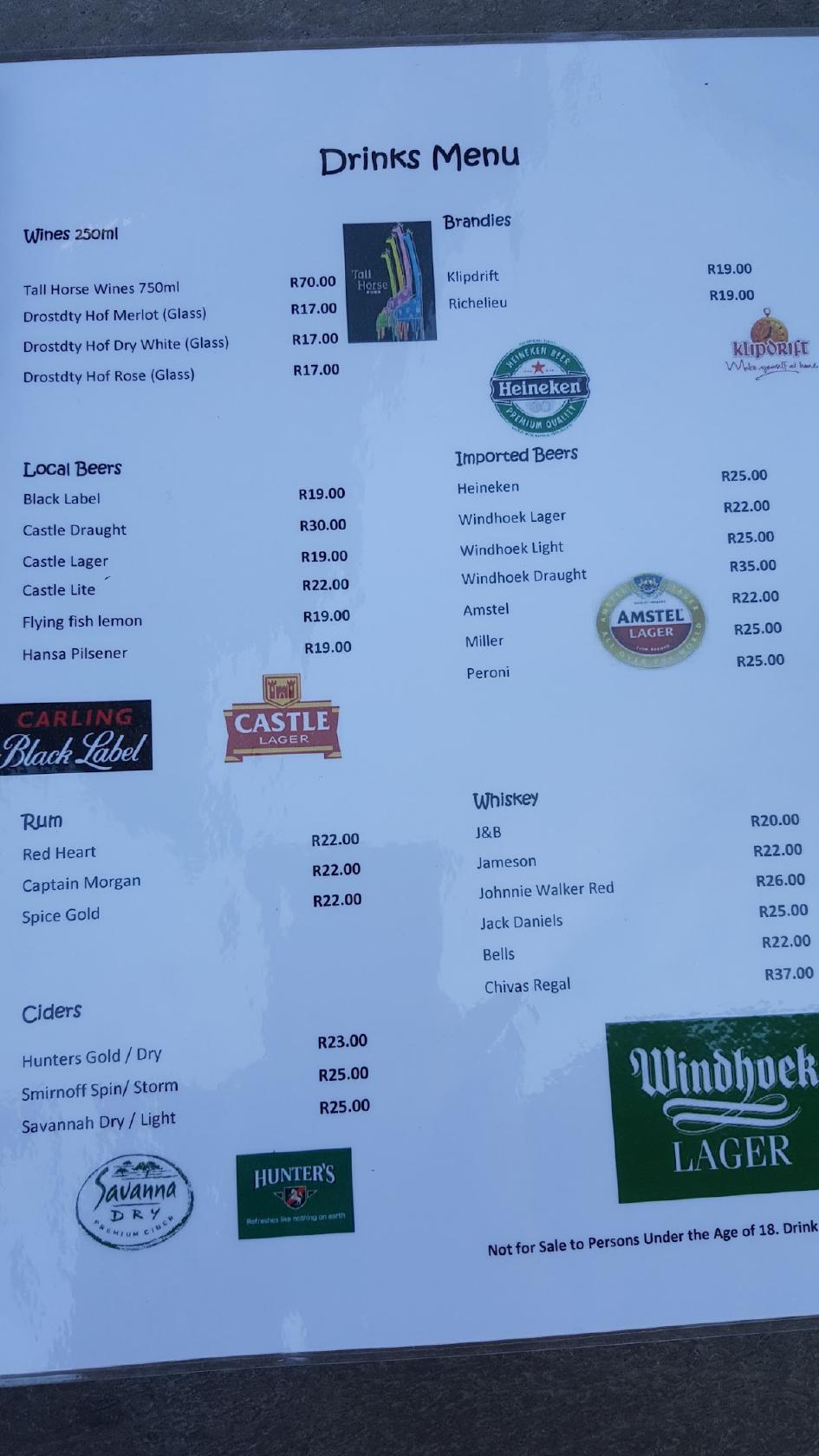 Menu at Neck & Deck Restaurant, Krugersdorp